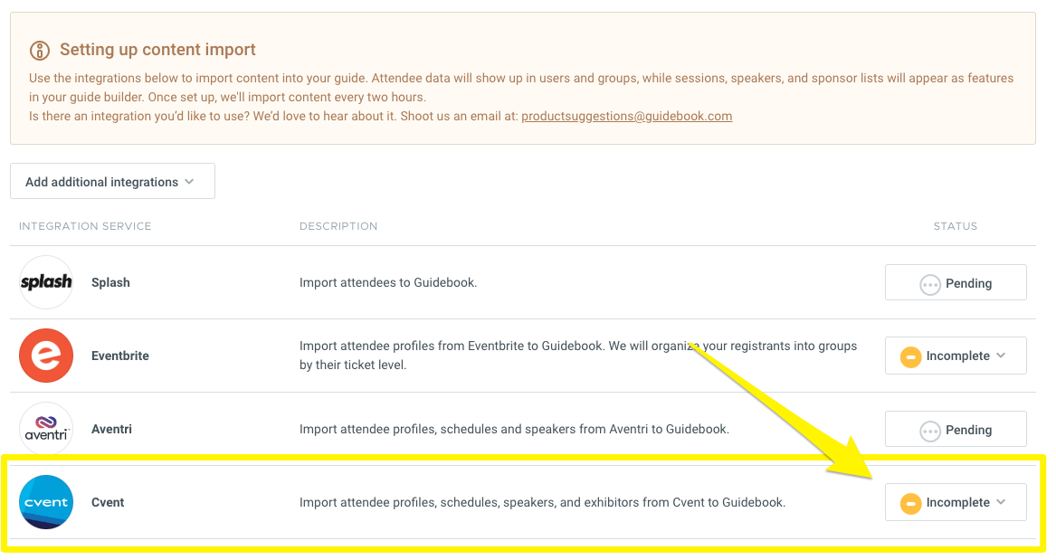 Cvent – Guidebook Support