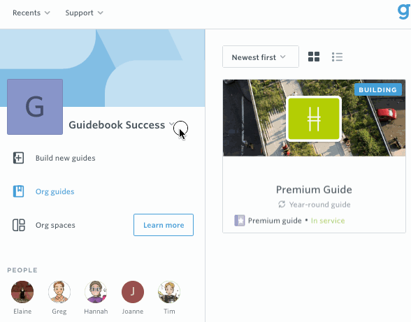 Managing Your Organization as an Admin – Guidebook Support